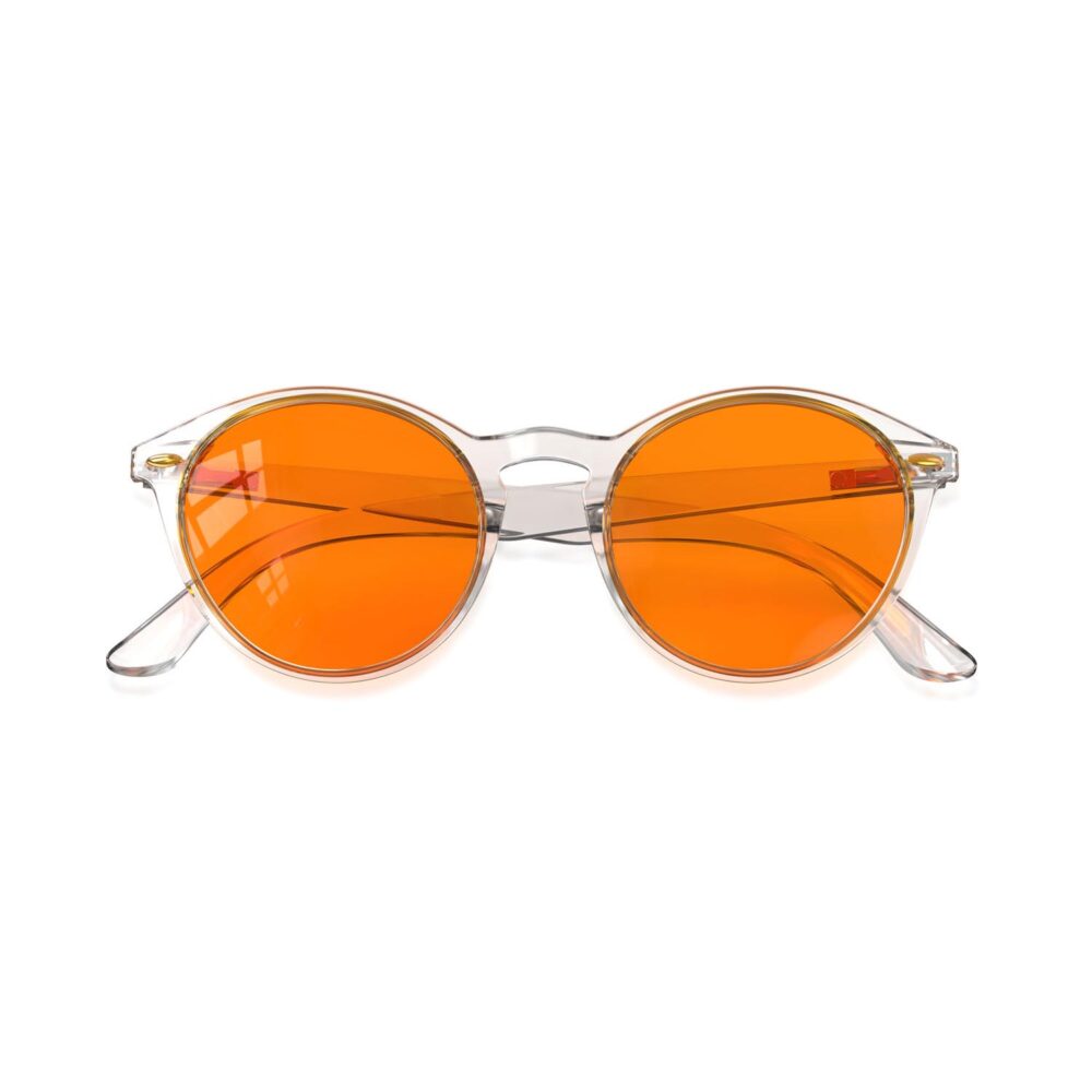 Night Ease™ Round Orange Sleep Glasses - Clear | Gloojo