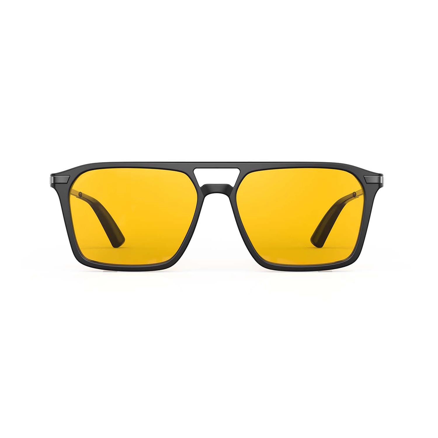 Amber Shield Square Aviator Light Sensitivity Glasses - Black | Gloojo