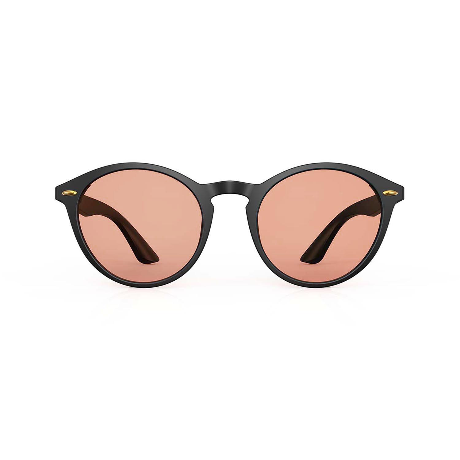 Rose Relief™ Round Pink Migraine Glasses - Black | Gloojo