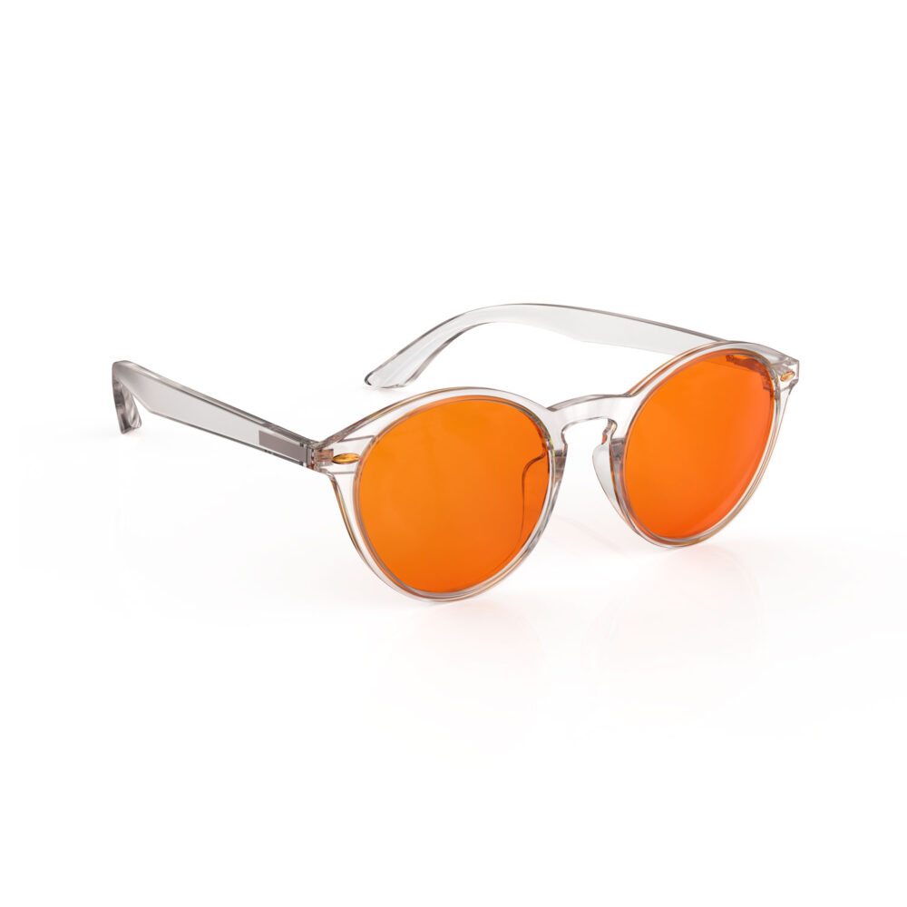 Night Ease™ Round Orange Prescription Sleep Glasses - Clear | Gloojo